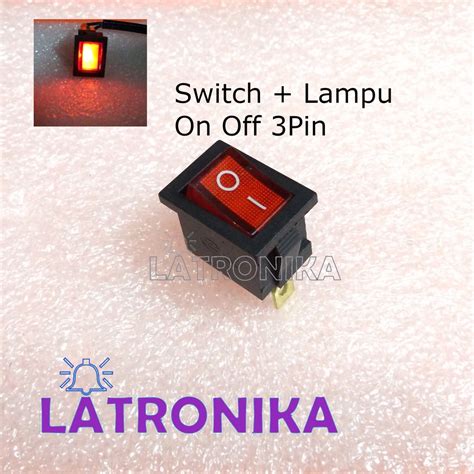 Jual Switch Lampu Saklar Kecil Dengan Lampu 21x15mm Switch Kecil On Off Lampu 3pin Shopee