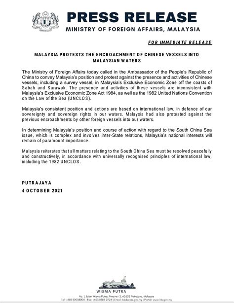 Wisma Putra On Twitter Press Release Malaysia Protests The