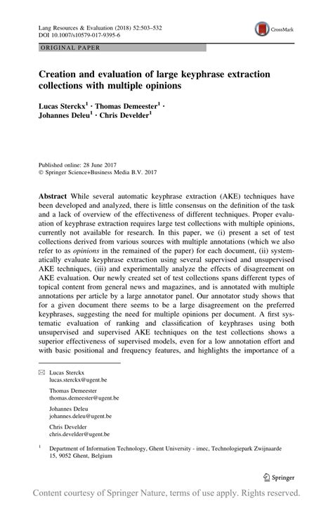 Creation And Evaluation Of Large Keyphrase Extraction Collections With Multiple Opinions