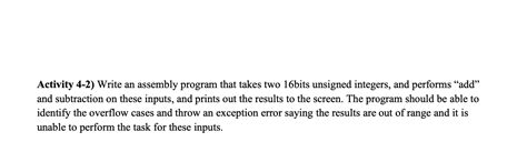 Solved Activity 4 2 Write An Assembly Program That Takes