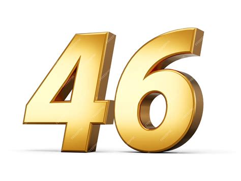 Premium Photo Golden Metallic Number 46 Forty Six White Background 3d Illustration
