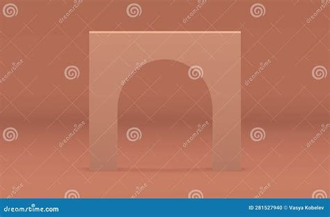 3d Arch Block Brown Curved Angular Vertical Construction Premium Decor Element Realistic Vector