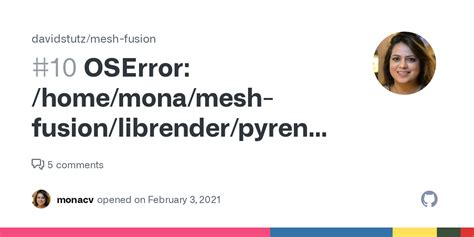 Oserror Homemonamesh Fusionlibrenderpyrenderso Cannot Open