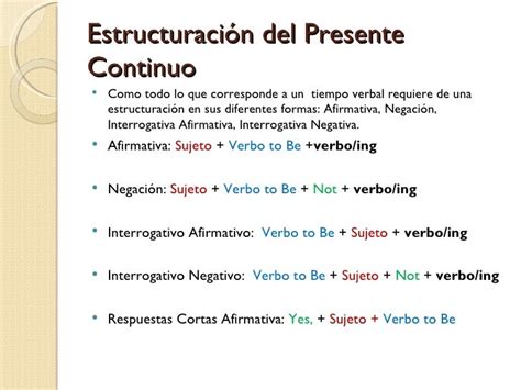 Present Continuous Estructura Msisabelonline Your English Blog