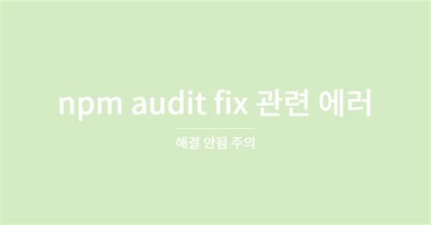 Npm Audit Fix 관련 에러
