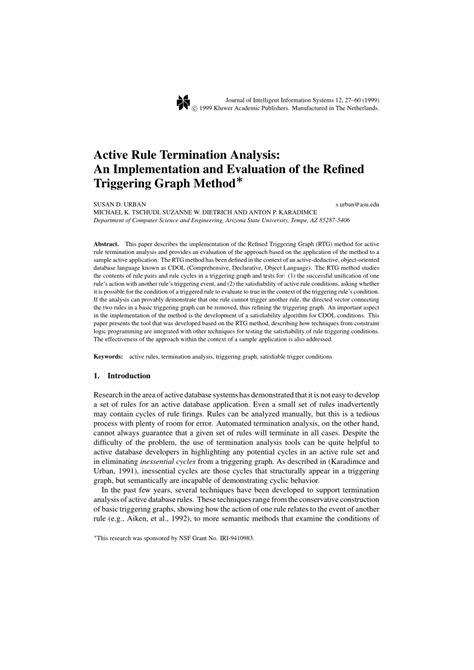 Pdf Active Rule Termination Analysis An Implementation And