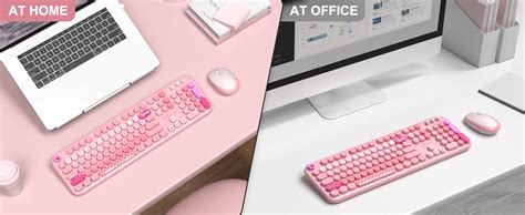 Wireless Keyboard And Mouse Combo Mowux Full Size Typewriter Retro Round Computer