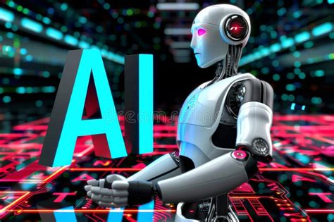 Ai Robot With Neon Ai Letters Artificial Intelligence Futuristic Technology Robotic