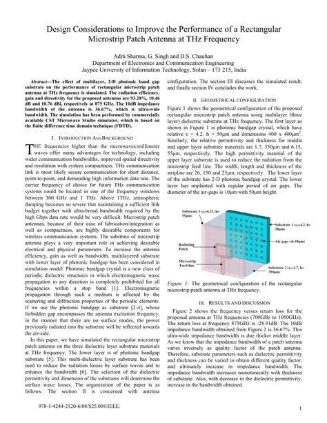 Pdf Design Considerations To Improve The Performance Of A Rectangular Microstrip Patch Antenna