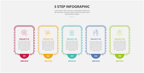 슬라이드 프리젠 테이션을위한 반원 하단 배지가있는 둥근 상자 컨테이너가있는 5 포인트 템플릿 인포 그래픽 개요 스타일 0명에 대한 스톡 벡터 아트 및 기타 이미지 Istock