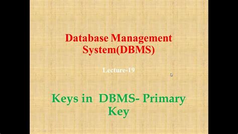 Primary Key In Dbms Youtube