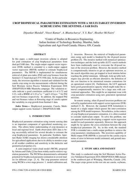 pdf crop biophysical parameters estimation with a multi target