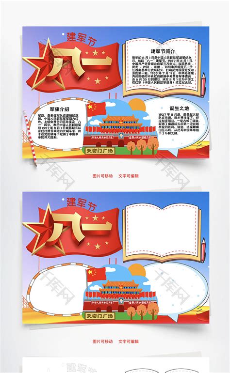 八一建军节小报word手抄报 千库网 手抄报ID113153