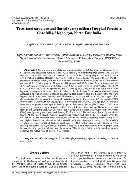 Pdf Tree Stand Structure And Floristic Composition Of Tropical Forests In Garo Hills