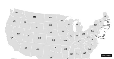 usa state labels map forked codesandbox