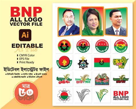 Bnp All Logo Vector বাংলাদেশ জাতীয়তাবাদী দল বিএনপি যুব দল ছাত্রদল কৃষক দল ভেক্টর লোগো