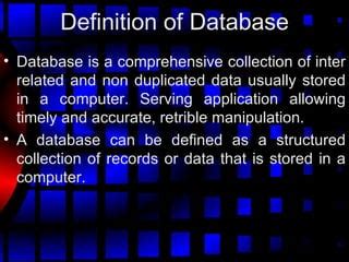 Database Management PPT Databases Computer Software And Applications