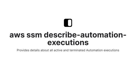 Aws Ssm Describe Automation Executions Fig
