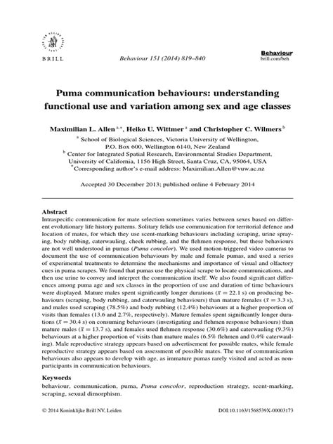 Puma Communication Behaviours Understanding Functional Use And