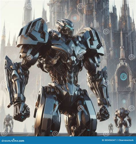 Futuristic Robotic Knight In A Science Fistion World Stock Illustration Illustration Of Storm