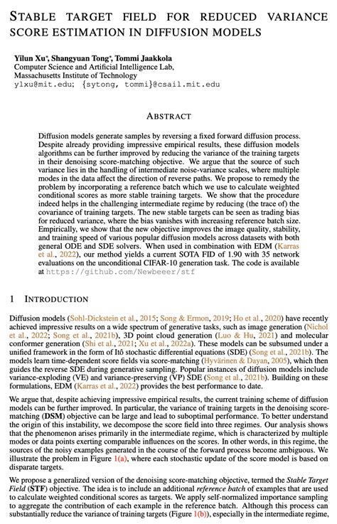 Mit 扩散模型方差分数估计减低稳定目标场 智源社区
