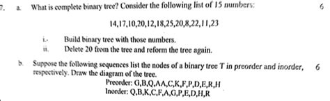 7 A What Is Complete Binary Tree Consider The Following List Of 15