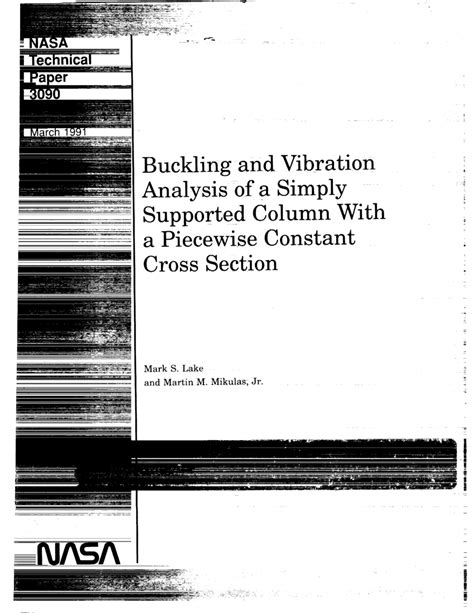 Pdf Buckling And Vibration Analysis Of A Simply Supported Column With A Piecewise Constant