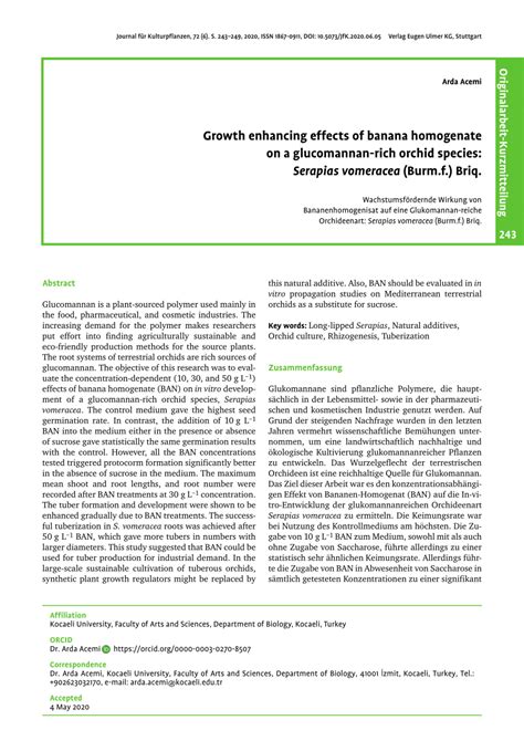 Pdf Growth Enhancing Effects Of Banana Homogenate On A Glucomannan