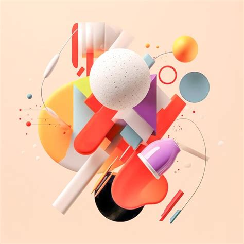 Premium Photo 3d Render Abstract Geometric Shapes Colorful