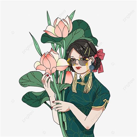 연꽃 소녀 중국 스타일 국조 구오 펑 Png 일러스트 및 이미지 에 대한 무료 다운로드 Pngtree