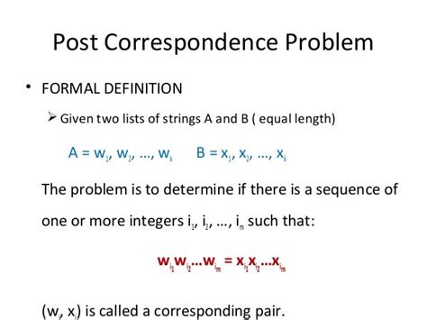 post s correspondence problem
