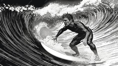 Premium Ai Image Surfer Carving A Turn Fantasy Concept Illustration
