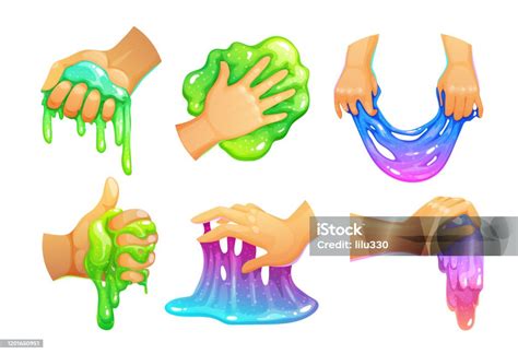 손에 들고 재미 다채로운 수제 점액 벡터 일러스트레이션 끈적끈적한에 대한 스톡 벡터 아트 및 기타 이미지 끈적끈적한 손 귀여운 Istock