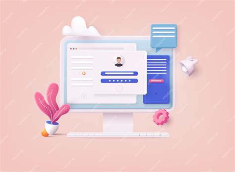 Premium Vector 3d Web Vector Illustrations Computer And Account Login And Password Form Page