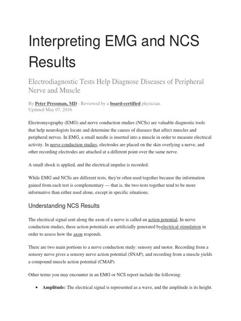 Interpreting Emg And Ncs Results Download Free Pdf Electromyography Nerve