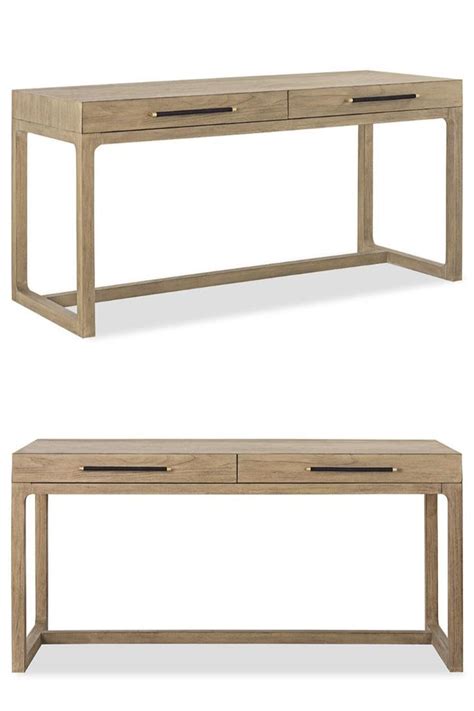 Bart Rustic Lodge Beach Brown Teak Wood 2 Drawer Desk