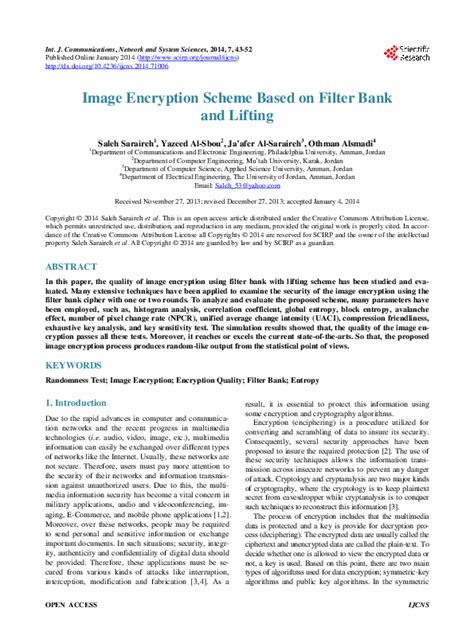 Pdf Image Encryption Scheme Based On Filter Bank And Lifting