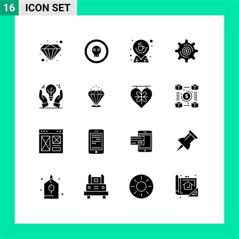 Set Of 16 Vector Solid Glyphs On Grid For Protected Ideas Money Coffee Investment Map Editable