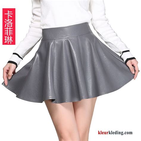 Dames 2018 Korte Rokjes Herfst Pu Mini Winter Leer Hoge Taille Korting