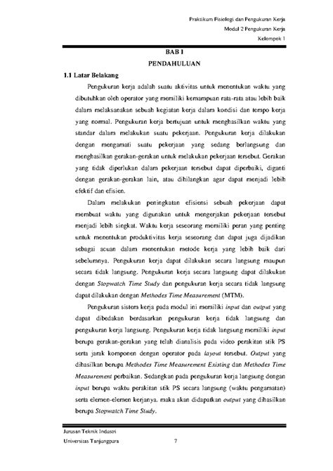 Bab Prak Fisiologi Dan Pengukuran Kerja Modul MTM Praktikum Fisiologi Dan Pengukuran Kerja