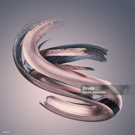 3d 렌더링 추상 금속 붓 실버 페인트 얼룩 플래티넘 튀는 모양 장미 금 반짝 호 일 리본 절연 클립 아트 페인트에 대한 스톡 사진 및 기타 이미지 Istock