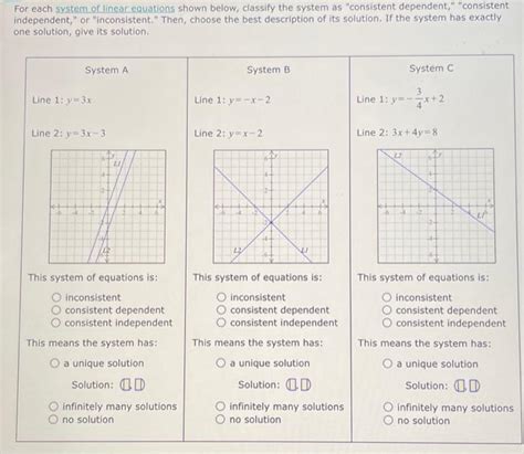 Solved For Each System Of Linear Equations Shown Below