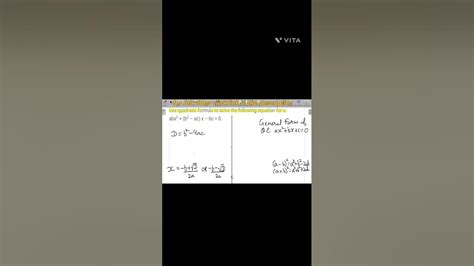 Quadratic Formula Class 10 Maths Chapter 4 Quadratic Equations Discriminant Youtube
