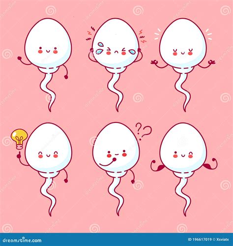 Cute Happy Funny Sperm Cell Vector Flat Stock Vector Illustration Of Happy Cute 196617019