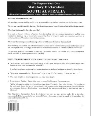 Statutory Declaration Sa Fill Online Printable Fillable Blank PdfFiller