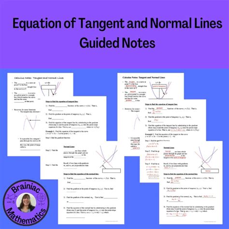 Equation Of Tangent And Normal Lines Guided Notes By Brainiac Mathematics