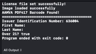 Extract Driver S License Aamva Barcode Macos Swift Console Leadtools Sdk Tutorials Help