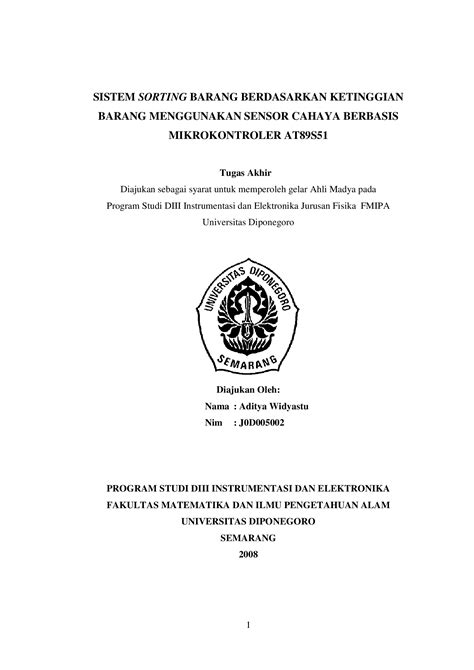 Pdf Sistem Sorting Barang Berdasarkan Ketinggian Barang Menggunakan