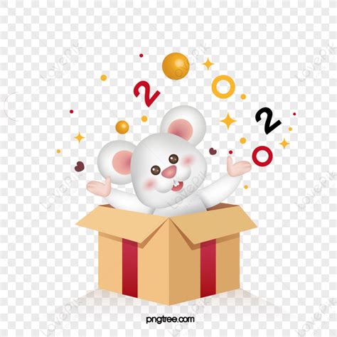 쥐 2020 년 만화 이미지 선물 상자 크리스마스 봄 축제 Png 일러스트 무료 다운로드 Lovepik