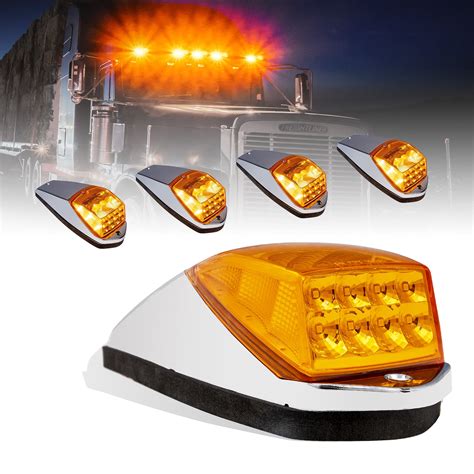 Amber Led Cab Marker Lights Kit For Semi Truck [dot Fmvss 108] [sae